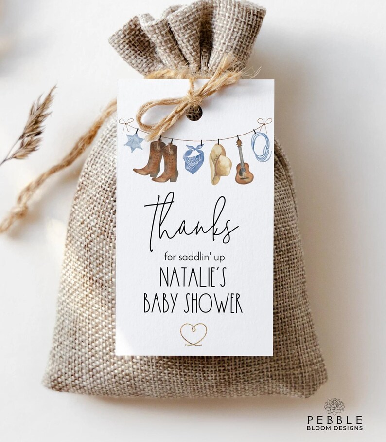 Rustic Cowboy Thank You Tags - Printable Western Party Favors - Etsy