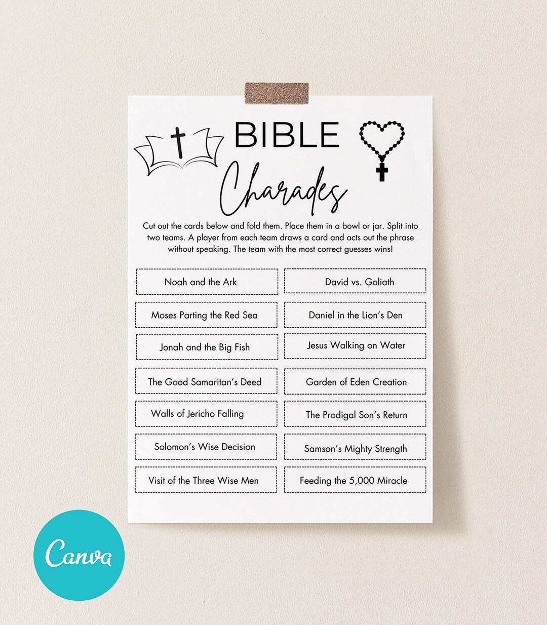 Church Party Games Pack - Charades, Minute to Win It & Scavenger Hunt ...