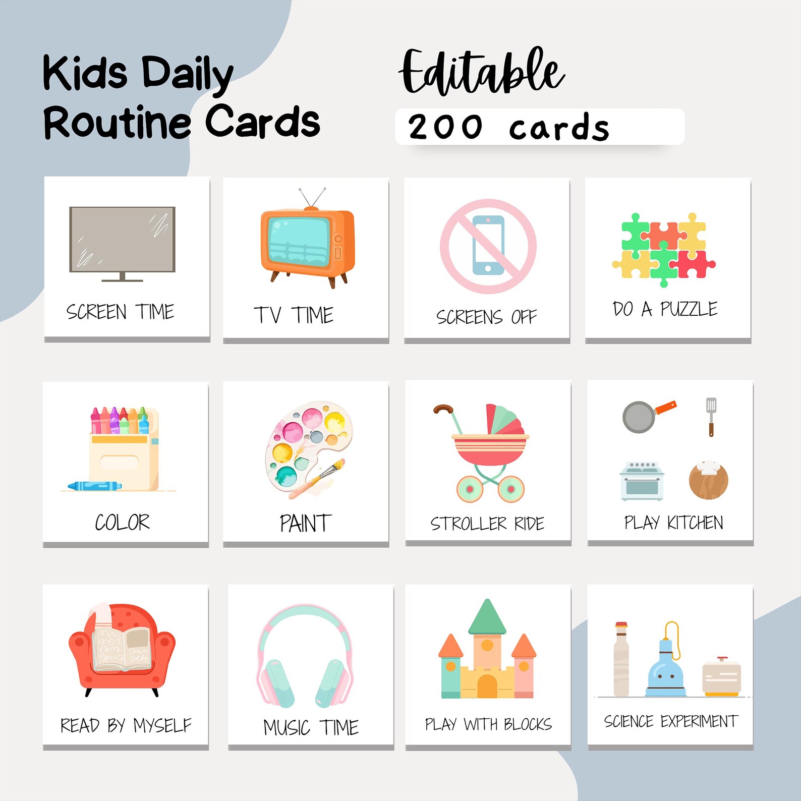 Editable Toddler Daily Routine Cards, Visual Schedule Chart, Kids Chore ...