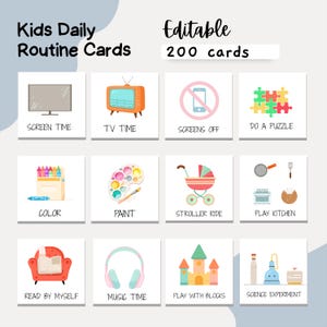 Editable Toddler Daily Routine Cards, Visual Schedule Chart, Kids Chore ...
