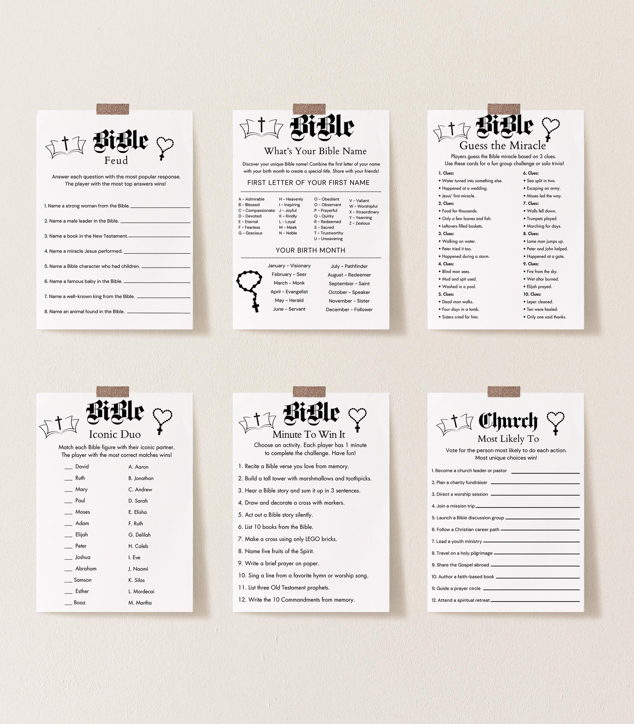 37 Bible Games Bundle: Printable Trivia, Charades & More (PDF) - Etsy