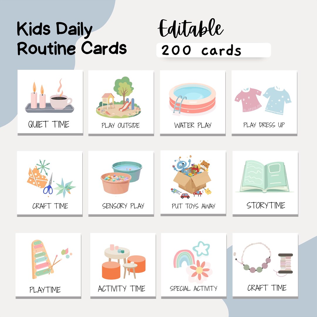 Editable Toddler Daily Routine Cards, Visual Schedule Chart, Kids Chore ...