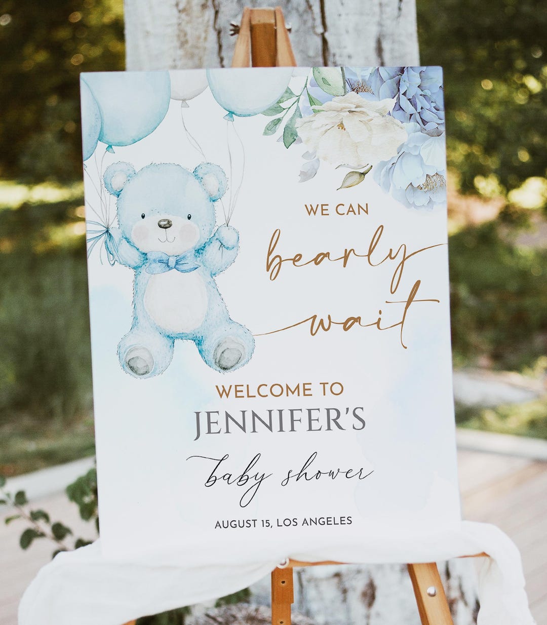 Teddy Bear Welcome Sign With Balloons - Blue Teddy Bear Aesthetic - Etsy