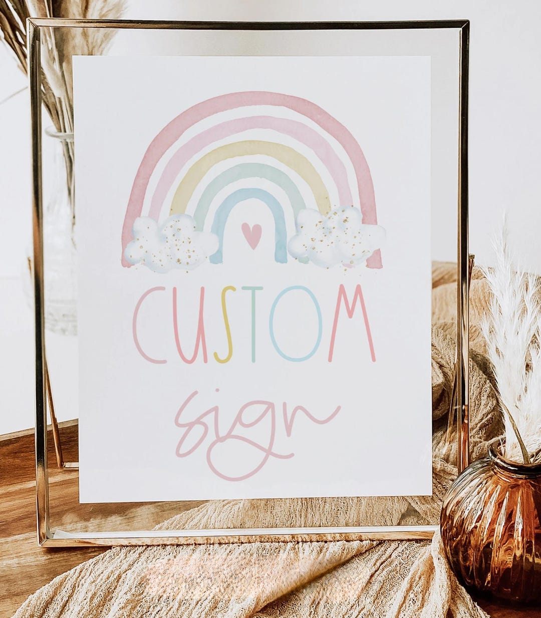 Editable Pastel Rainbow Sign Template Editable Corjl - Etsy