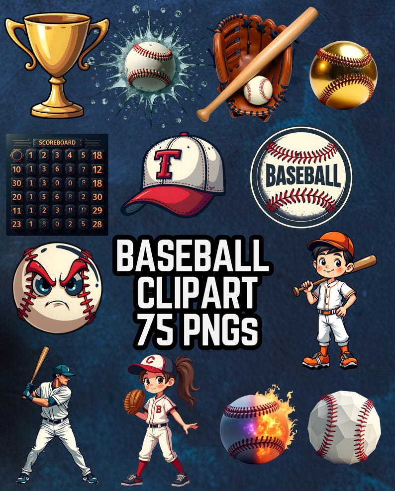 Watercolor Baseball Clipart Bundle | Sports Graphics (75 PNG Digital ...
