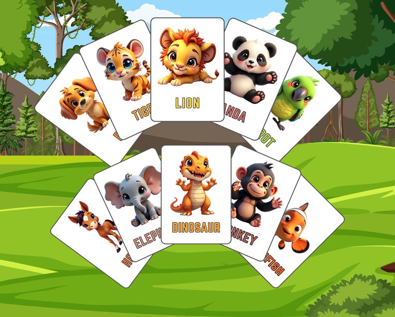 Animal Flashcards, Educational Printable Flash Cards for Toddlers and ...