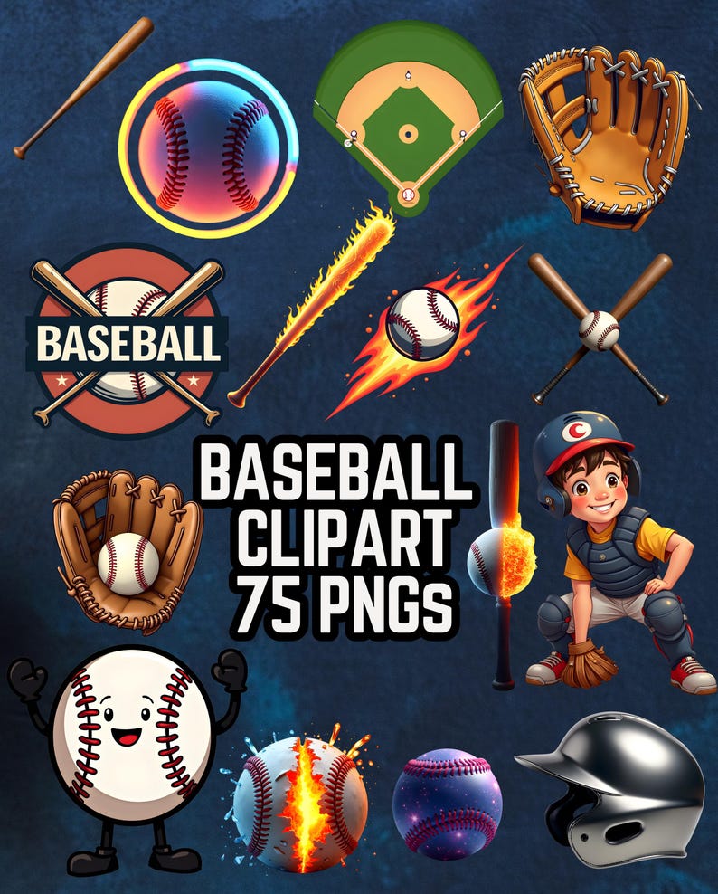 Watercolor Baseball Clipart Bundle | Sports Graphics (75 PNG Digital ...