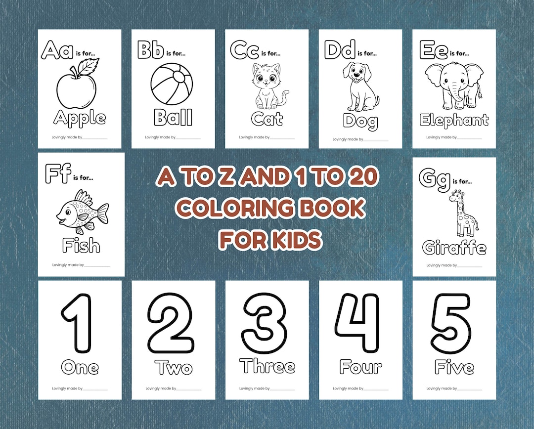 ABC & 123 Coloring Book, Printable Kids Activity (digital Download) - Etsy