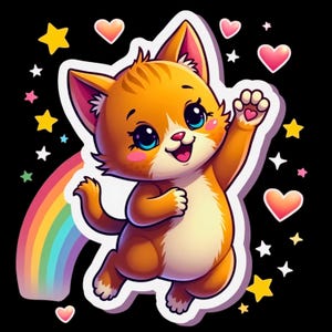 Cute Spring Kitten Stickers Digital Download Adorable and Whimsical - Etsy