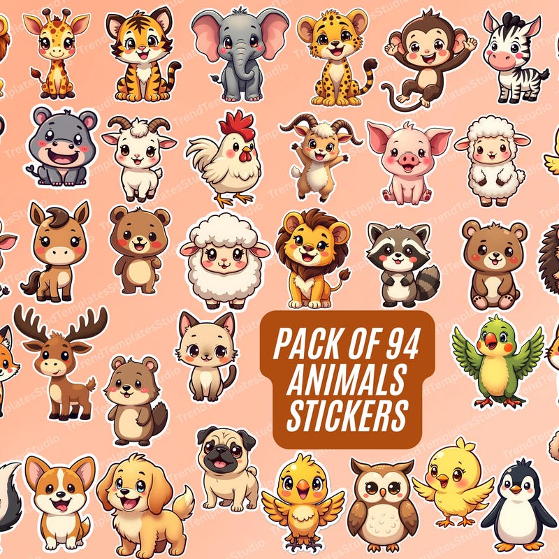 Kawaii Stickers Animals - Etsy