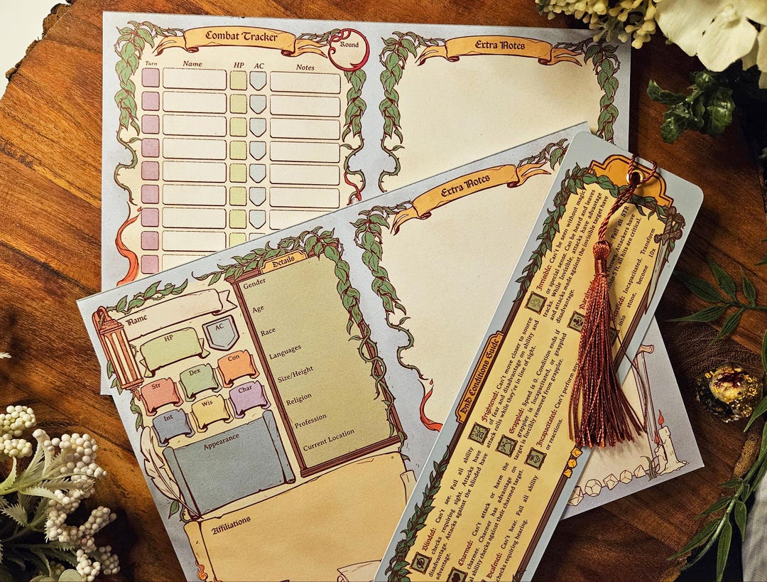 Dnd NPC Log | A5 | STORYBOOK | A5 Notepad | Character Sheets| Dungeons and Dragons Notepad ...