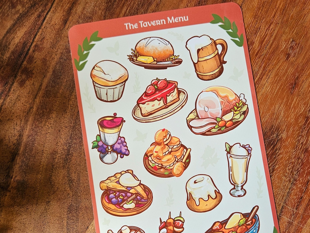 Fantasy Food Sticker Sheet: Dnd and RPG Cottagecore Tavern Menu ...