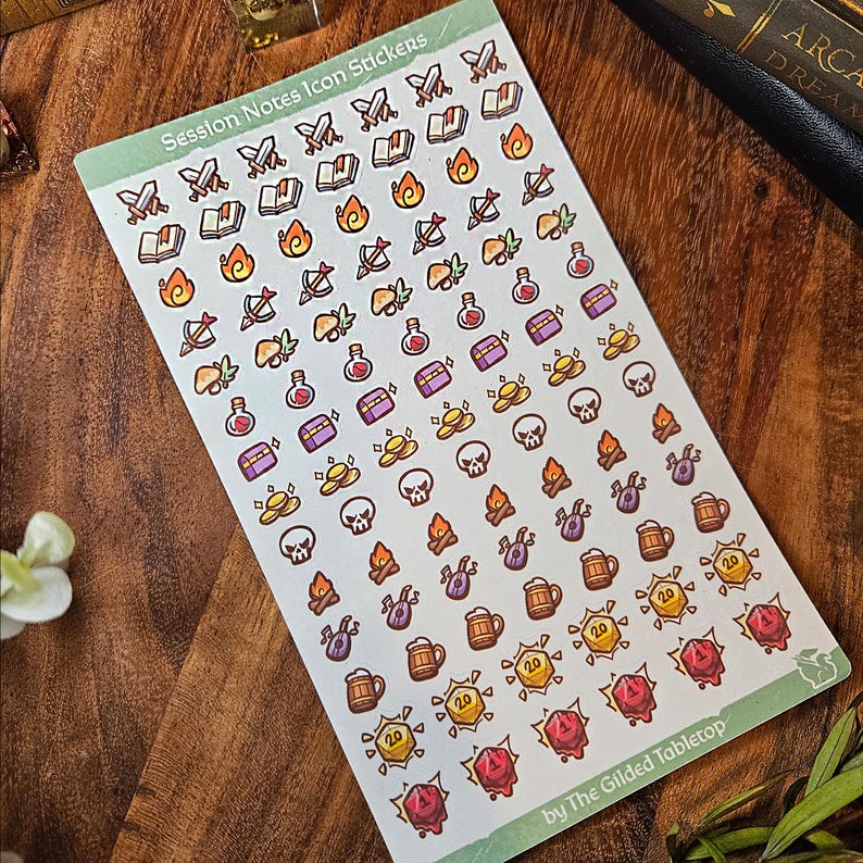Dnd Session Notes Stickers: TTRPG Journal Icon & Label Sticker Sheets ...