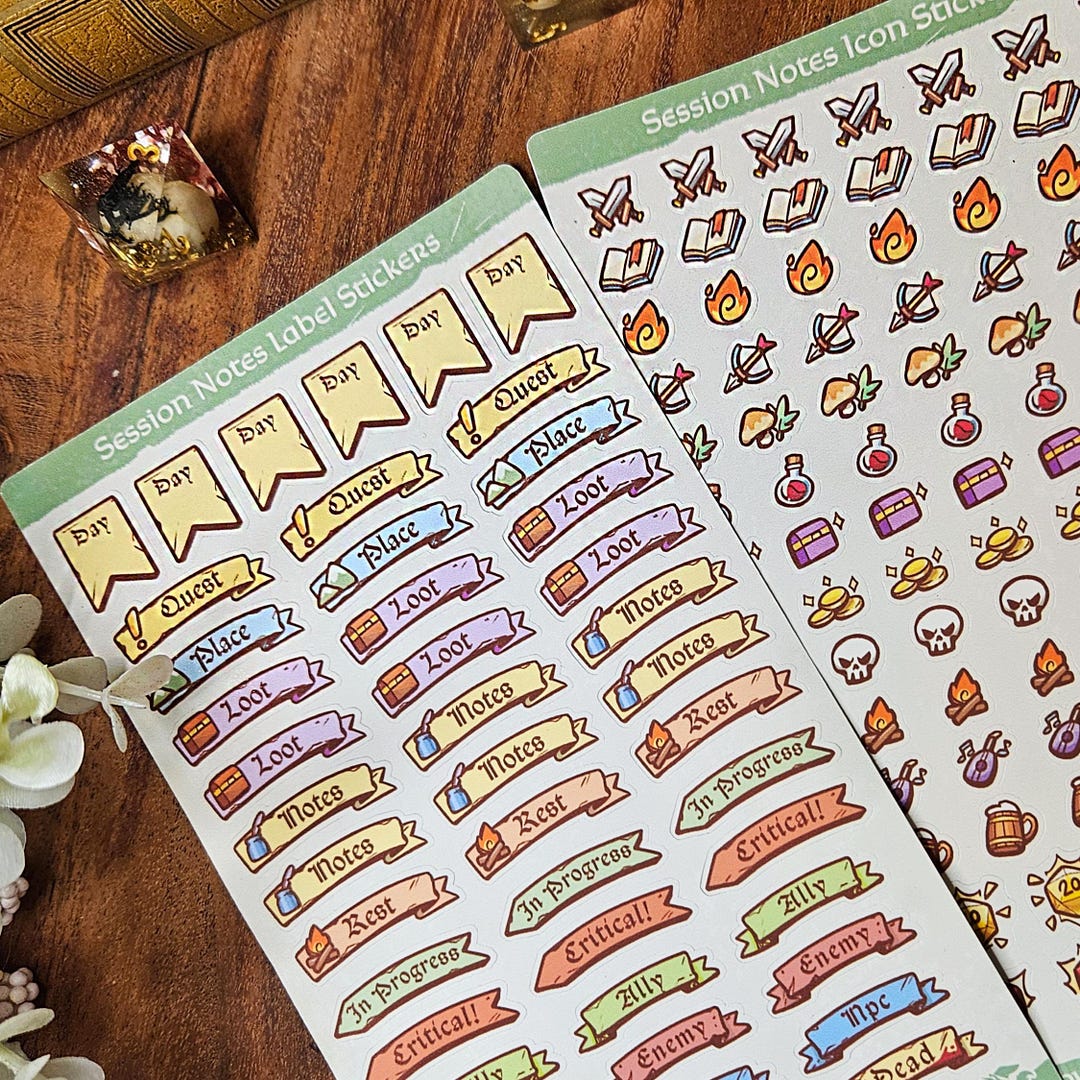 Dnd Session Notes Stickers: TTRPG Journal Icon & Label Sticker Sheets ...