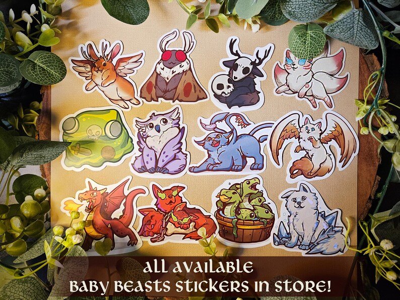 Baby Dnd Monster Sticker Set | Baby Owlbear, Displacer Beast, and ...