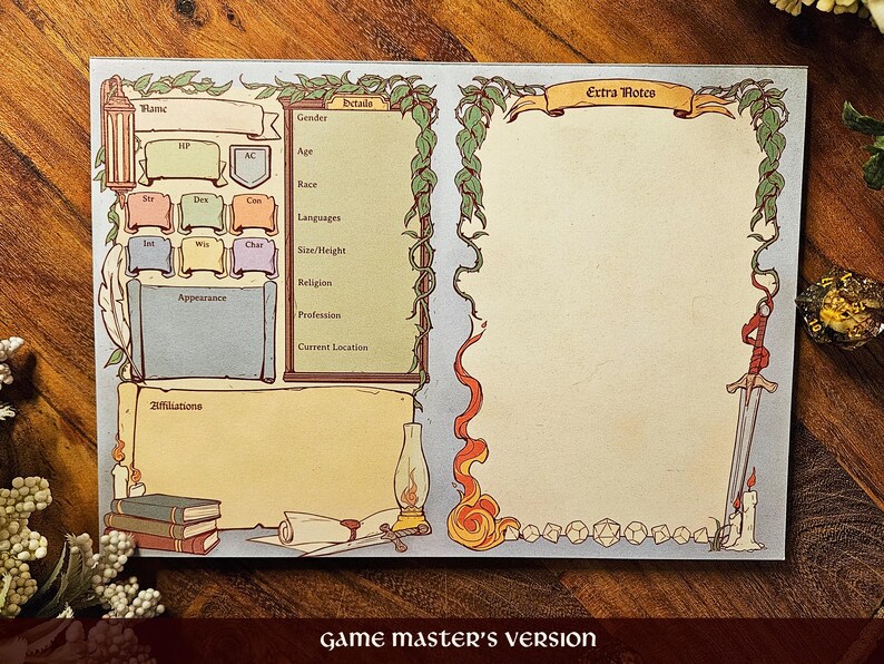 Dnd NPC Log, Storybook Version, A5 Notepad for Game Masters - Etsy