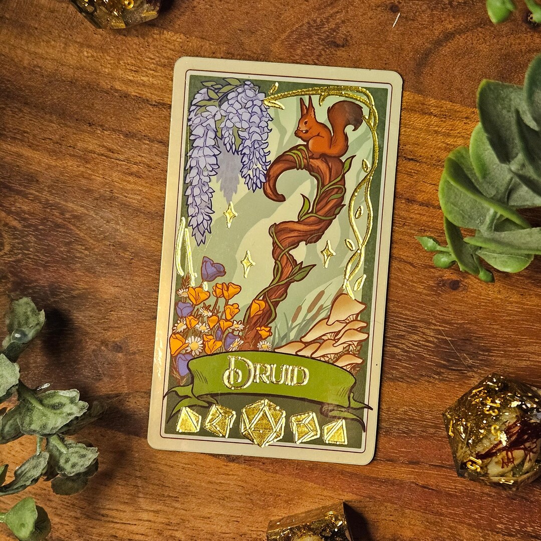 DRUID Dnd Class Sticker: Gold Foil Tarot Style Vinyl Waterproof ...