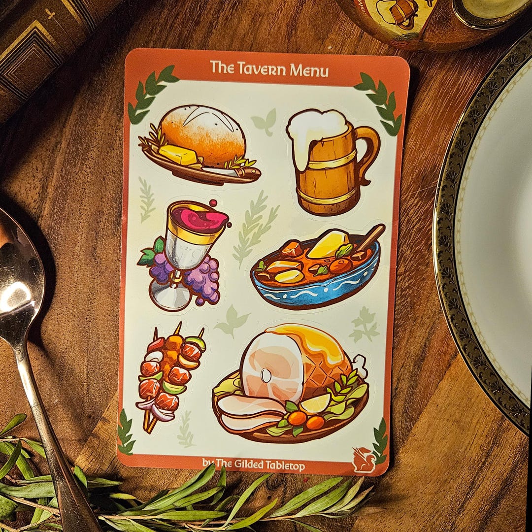 Fantasy Tavern Menu | Cottagecore Sticker Pack | Fantasy Food Sticker ...
