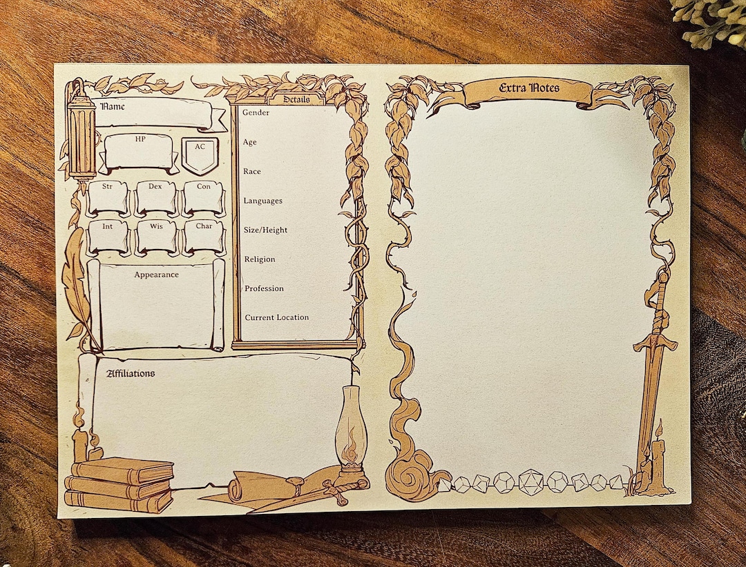 Dnd NPC Log | A5 | GOLDEN | Character Sheets | Session Notes | Dungeons ...
