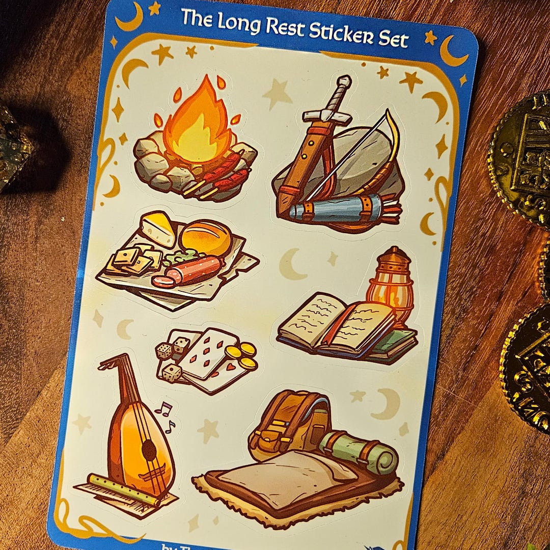 Dnd Long Rest Sticker Set: Waterproof Vinyl Sticker Sheet for Dungeons ...