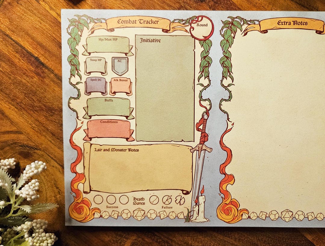 Dnd Initiative Tracker | A5 | STORYBOOK | Character Sheets Notepad ...