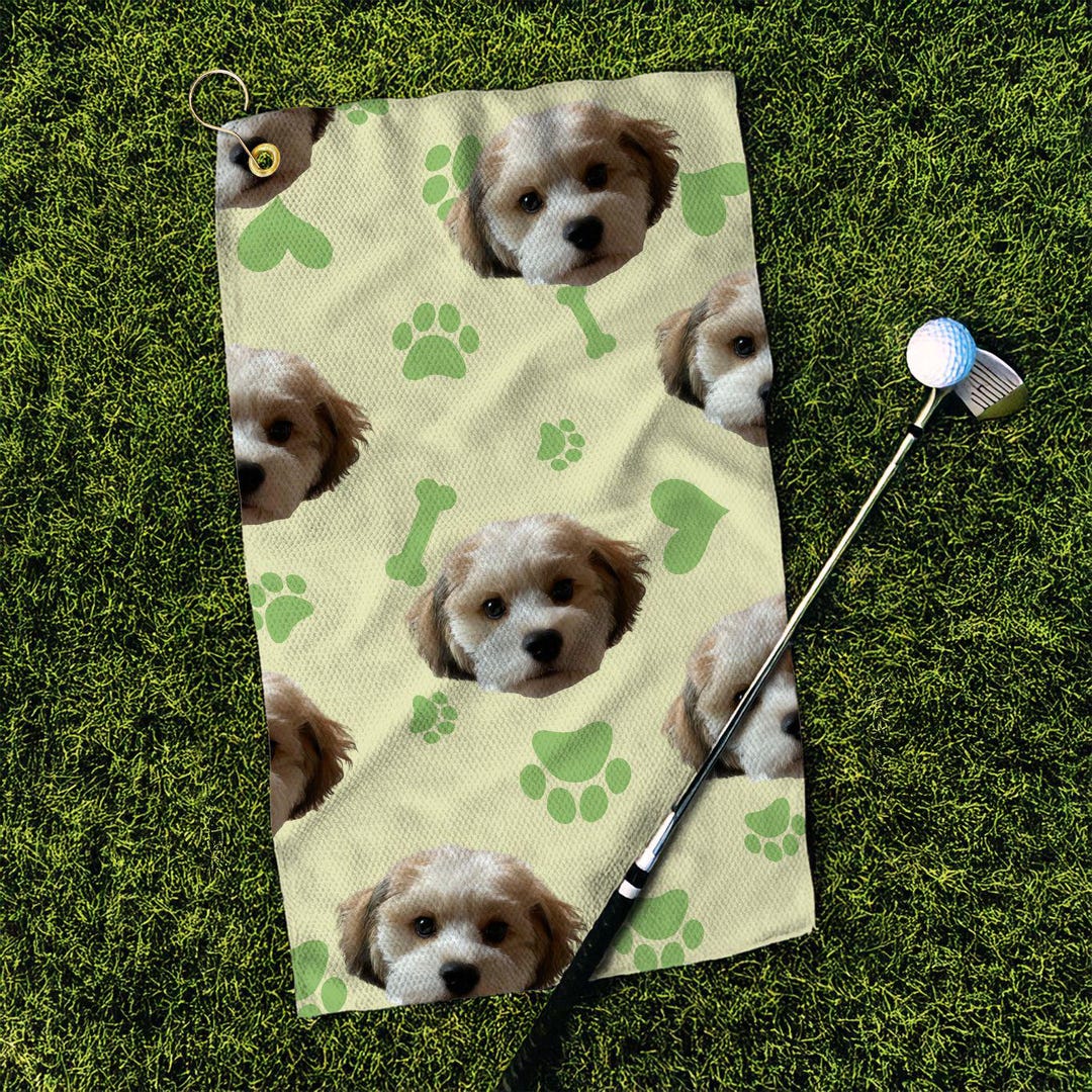 Custom Pet Golf Towel Pet Photo Personalized Dog Golf Towels Custom Cat Golf Towels Personalised ...