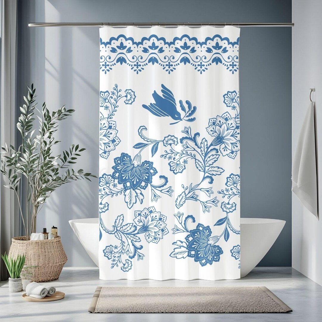 Floral Shower Curtain, French Country Shower Curtain for Farmhouse ...