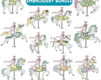 Horse Embroidery Design, Carousel Horse Embroidery, Cute Horse ...