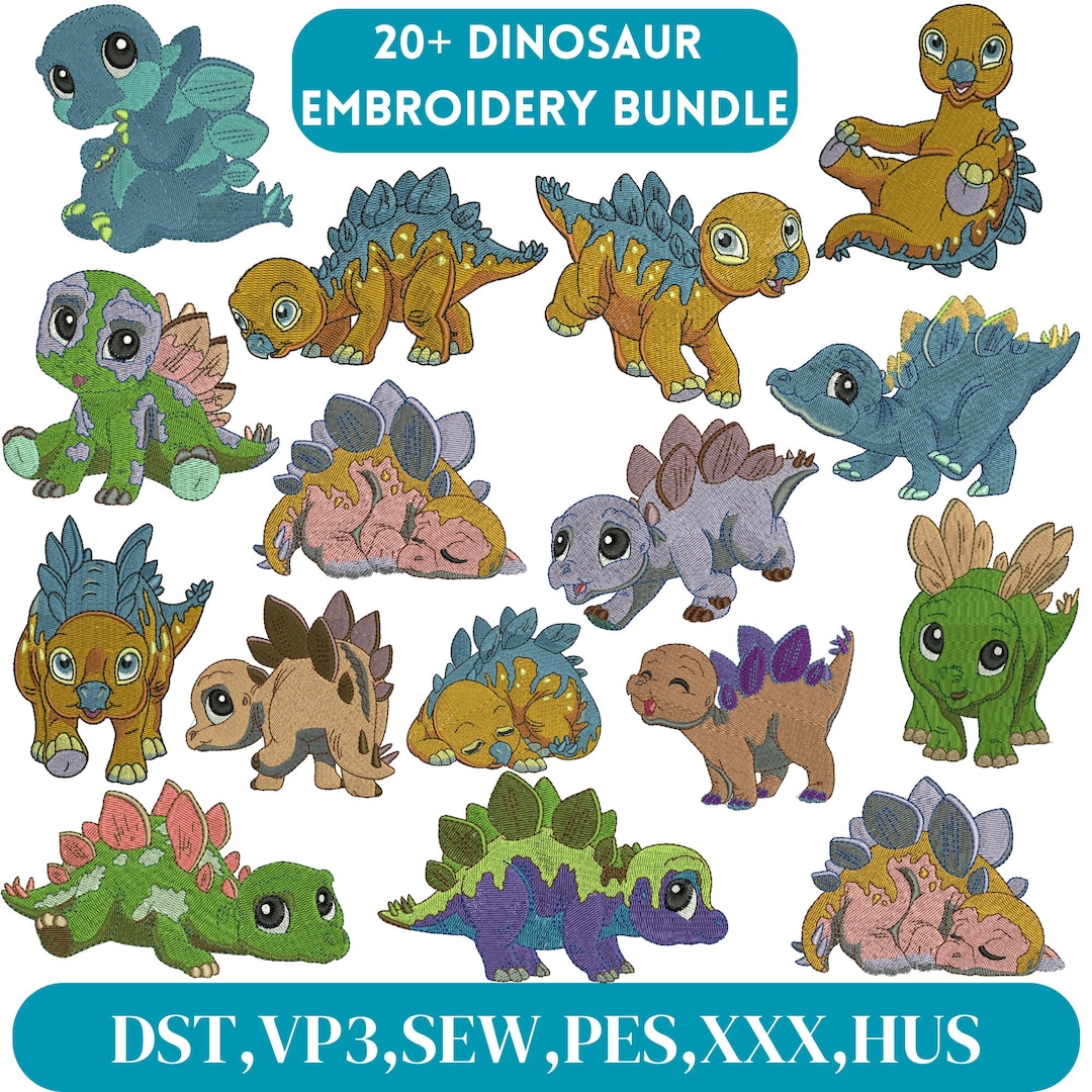 Dinosaur Embroidery Design, Baby Dinosaur Embroidery, Mini Dinosaur ...