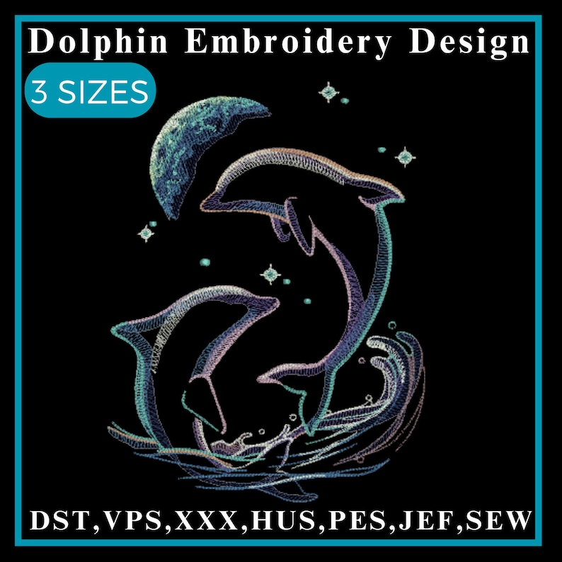 Dolphin Embroidery Design, Dolphin Mini Embroidery, Fish Embroidery, Summer Embroidery, Sea ...