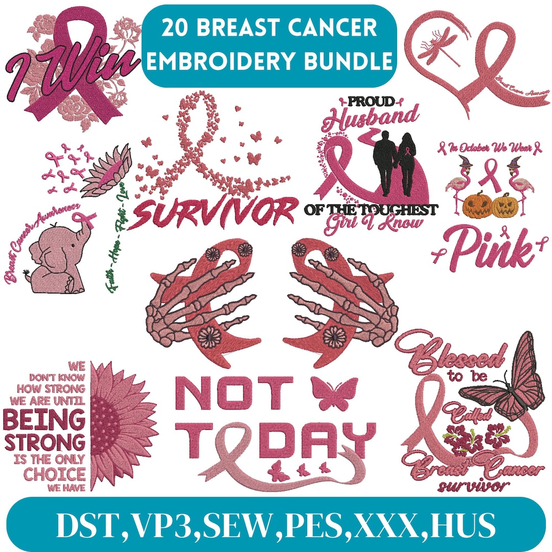 Breast Cancer Embroidery Design, Cancer Awareness Embroidery, Cancer ...