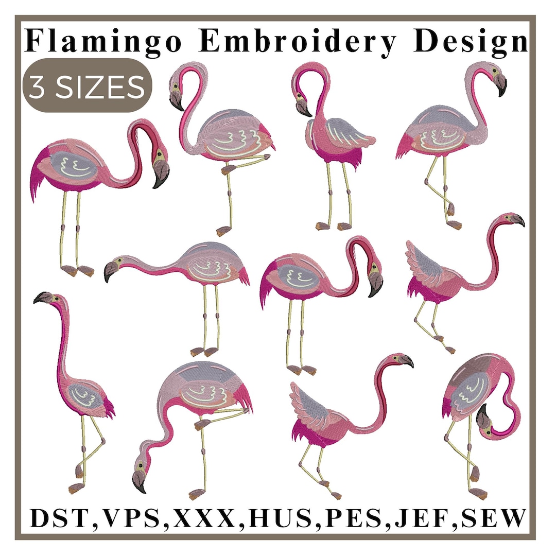 Flamingo Embroidery Design, Girl Embroidery, Flamingo Filled Stitch ...