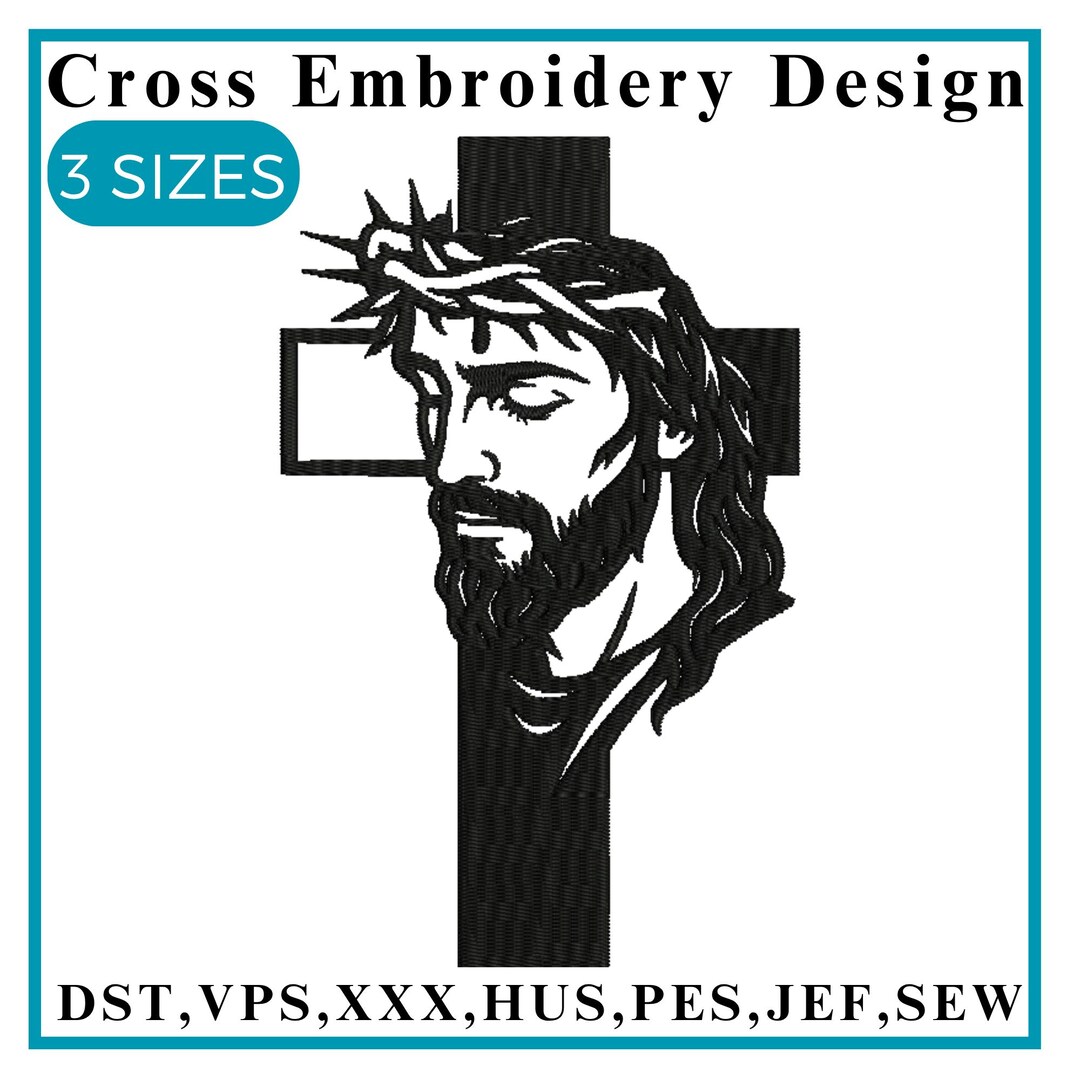 Cross Embroidery Design, Christian Cross Embroidery, Jesus Embroidery ...