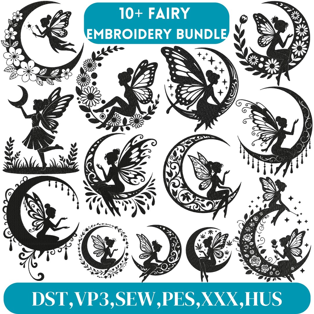 Fairy Embroidery Design, Cute Fairy Embroidery, Floral Fairy Series ...