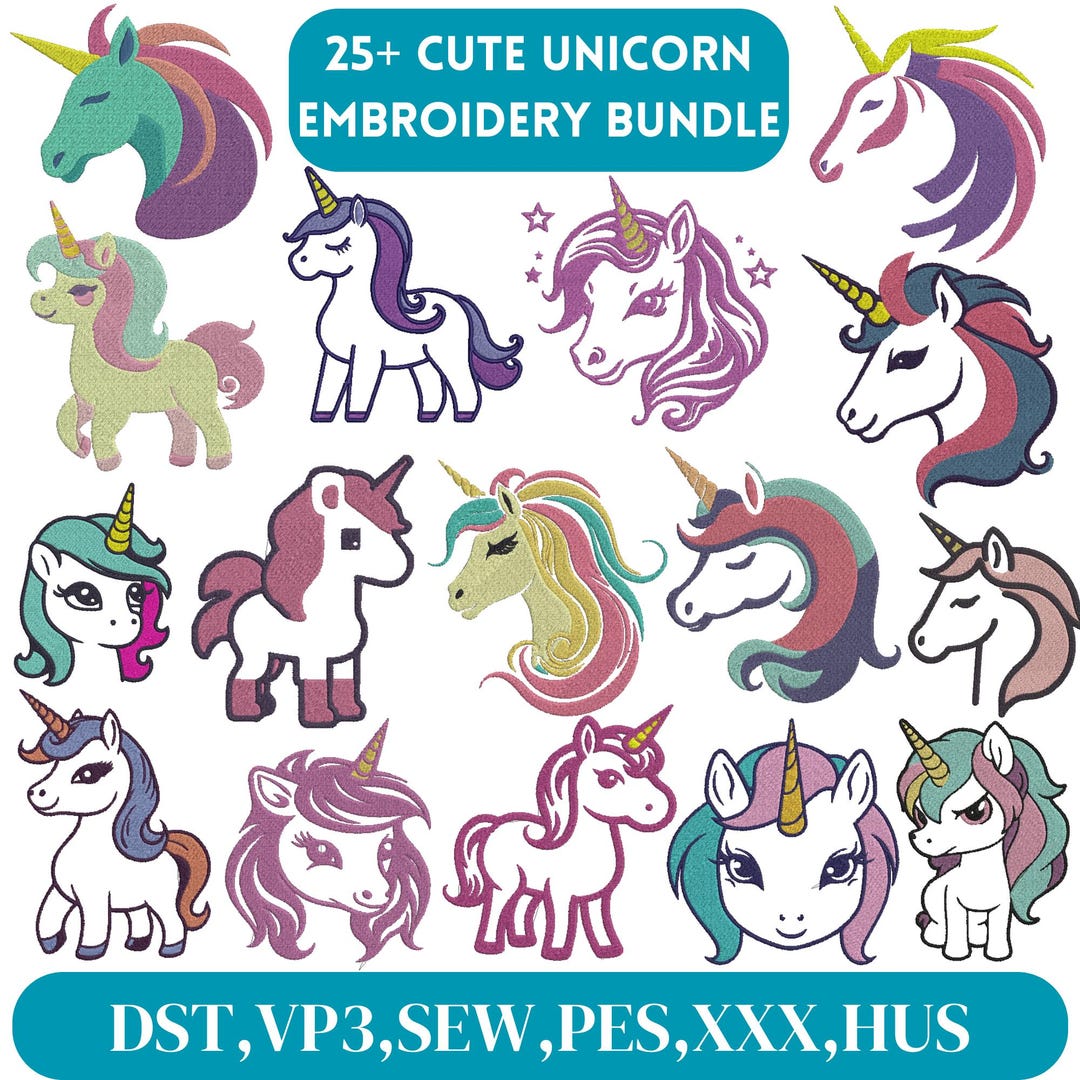 Unicorn Embroidery Design, Rainbow Unicorn Embroidery, Unicorn Applique ...