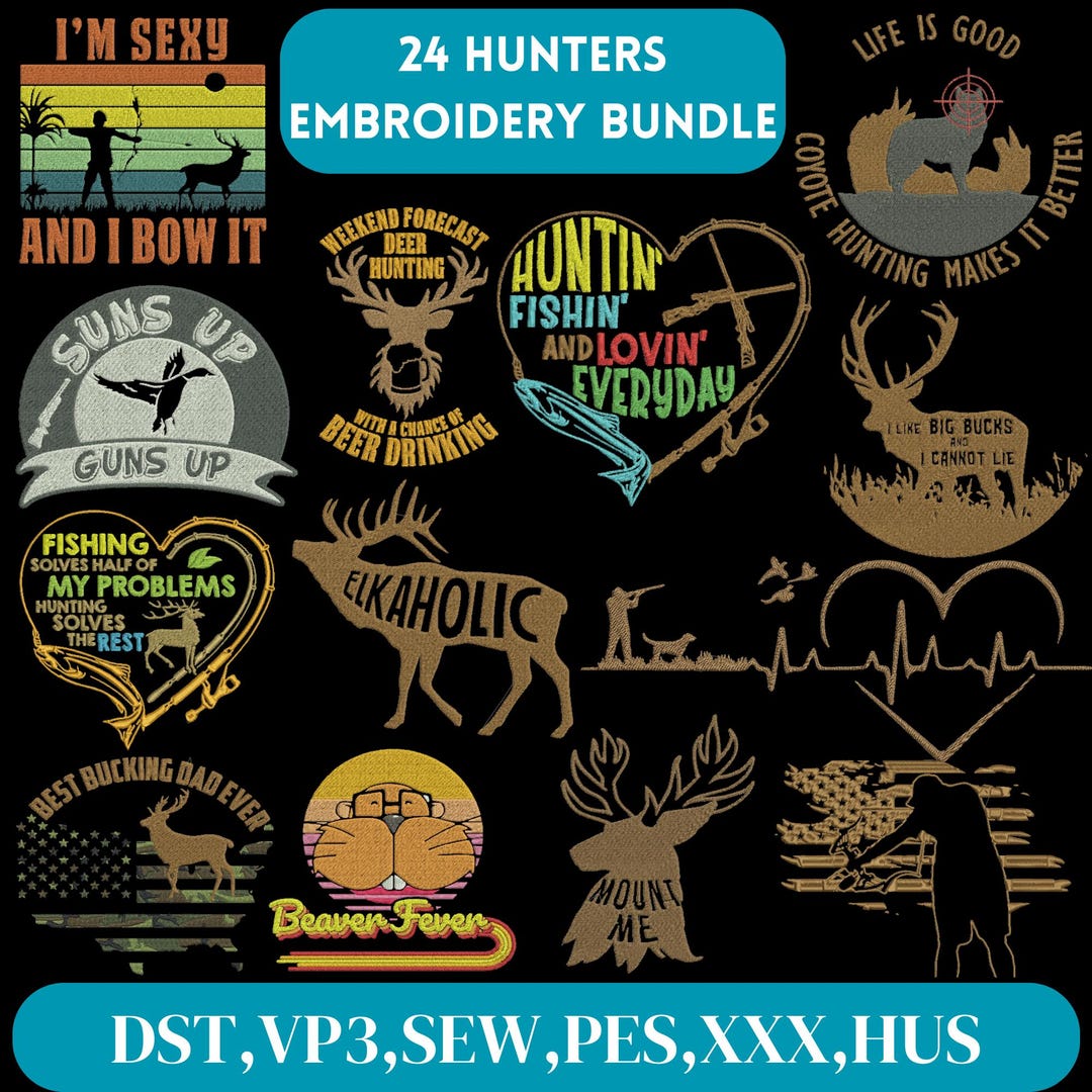 Hunting Embroidery Bundle, Deer Hunting Embroidery, Deer Hunter, Forest ...