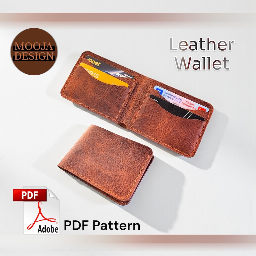 Classic Leather Bifold Wallet Pattern, Beginner DIY Leathercraft (PDF ...