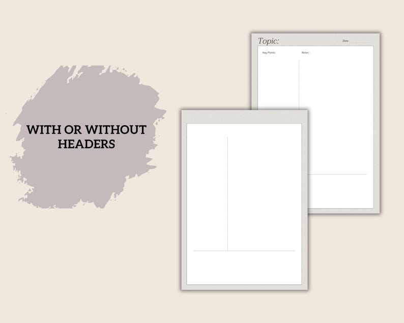 CORNELL NOTES Template | Neutral Aesthetic Study Planner | Printable ...