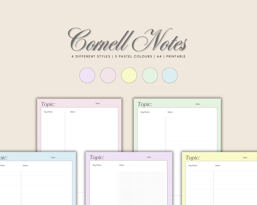 CORNELL NOTES Template | Aesthetic Study Planner | Printable Note ...