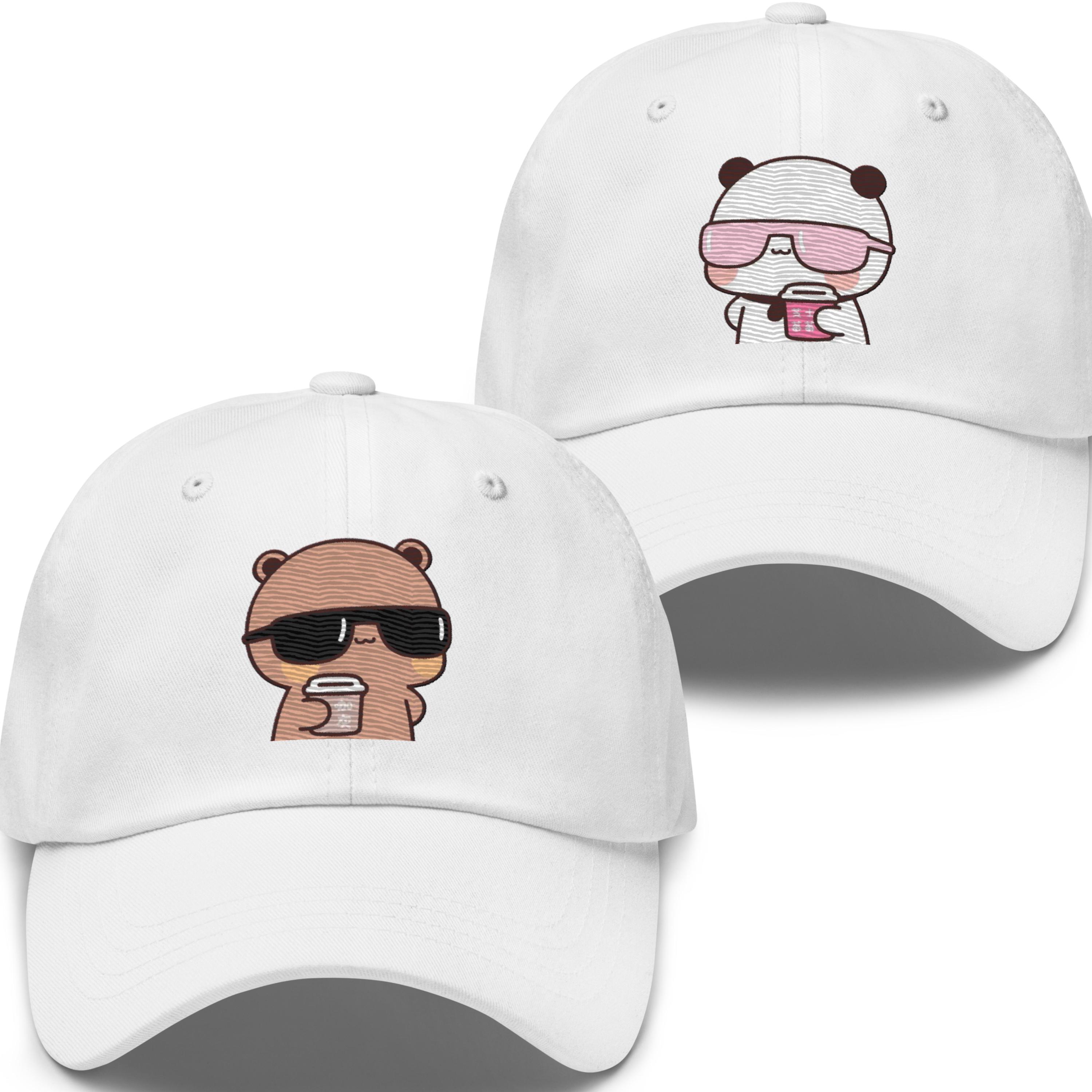 Dudu Bubu Couple Hats: Matching Embroidered Panda & Bear Baseball Caps ...