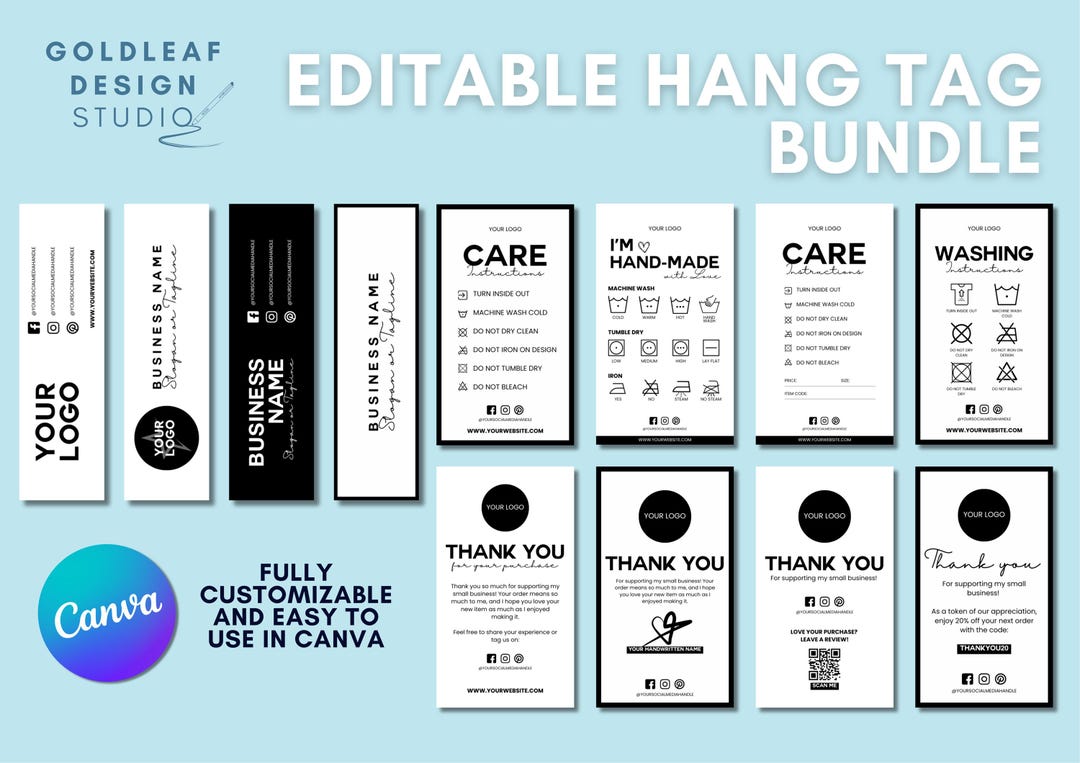 Editable Canva Hang Tag Templates Bundle, Customizable Product Tags ...