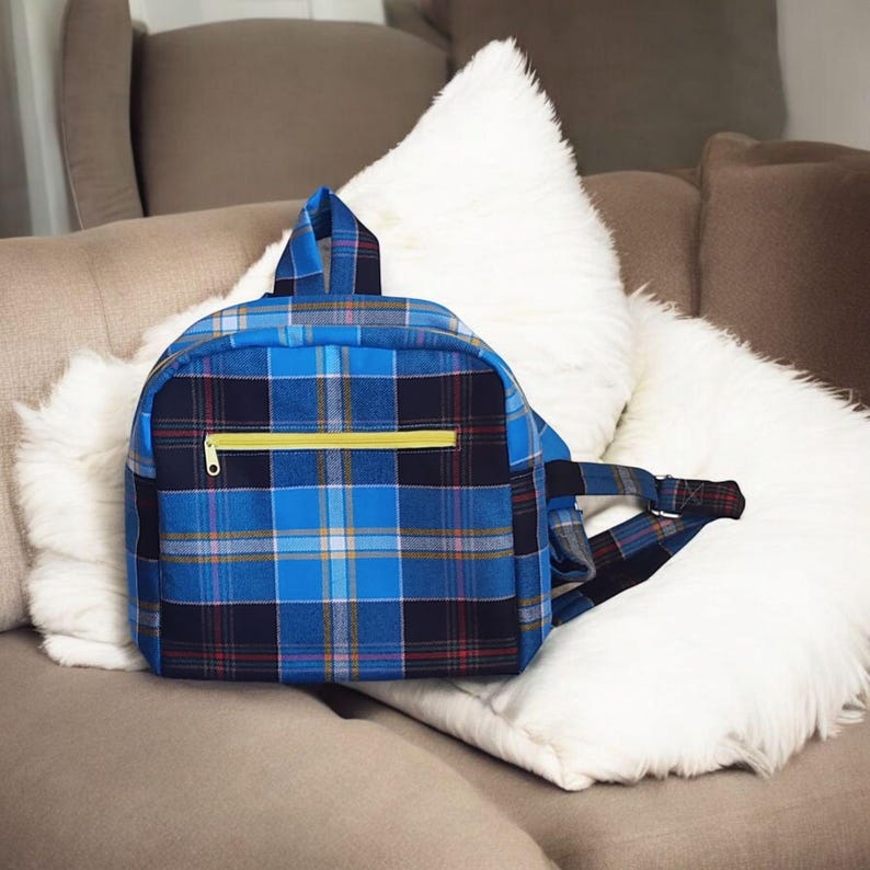 Plaid City Backpack, Tartan Tweed Women Backpack, Handmade Wool Bag ...