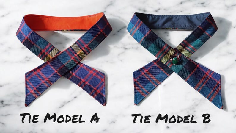 Tartan Tweed Crossover Tie and Pin Set, Plaid Continental Crisscross ...