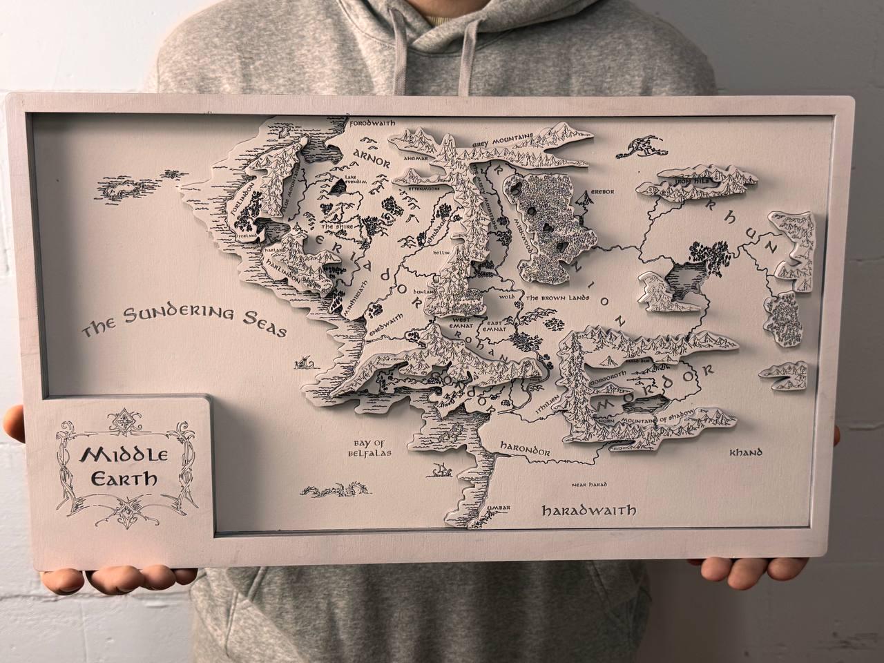 Midle Map, 3D Earth Wooden Map, 50x29cm Wood Map Canvas, Vintage Map ...