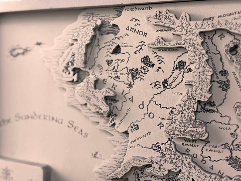 Midle Map, 3D Earth Wooden Map, 50x29cm Wood Map Canvas, Vintage Map ...