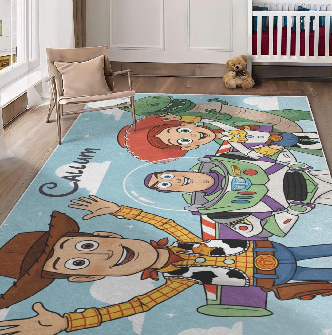 Personalized Toy Story Rug: Disney Nursery Decor, Woody Buzz Kids Room ...