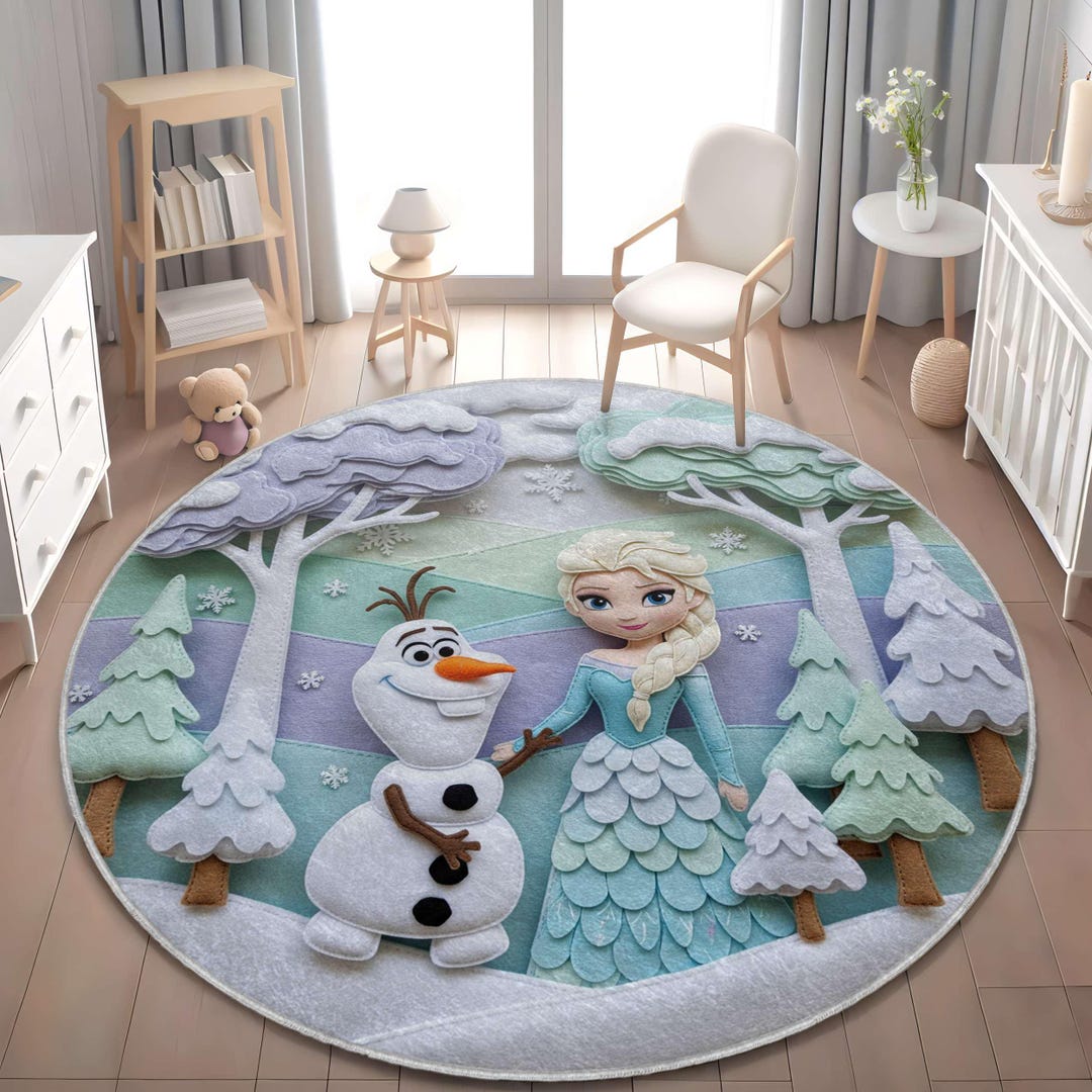 Frozen Elsa & Olaf Rug: Pastel Winter Wonderland Nursery Decor - Etsy