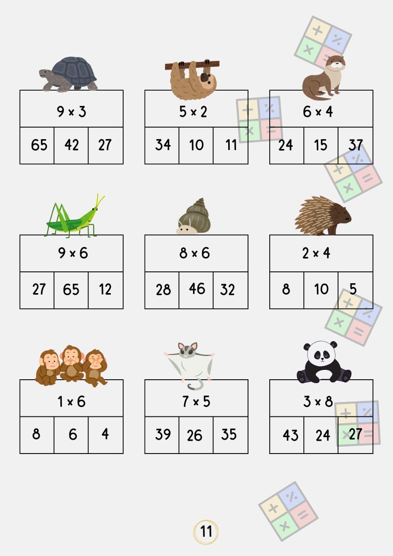 Mathematic: Multiplication Worksheet - Etsy