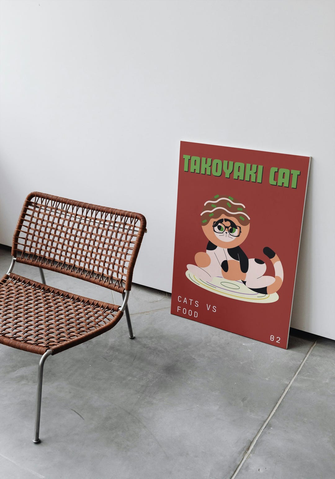 Cute Cat Digital Print, Cat Wall Poster, Cat in Food Print, Retro ...