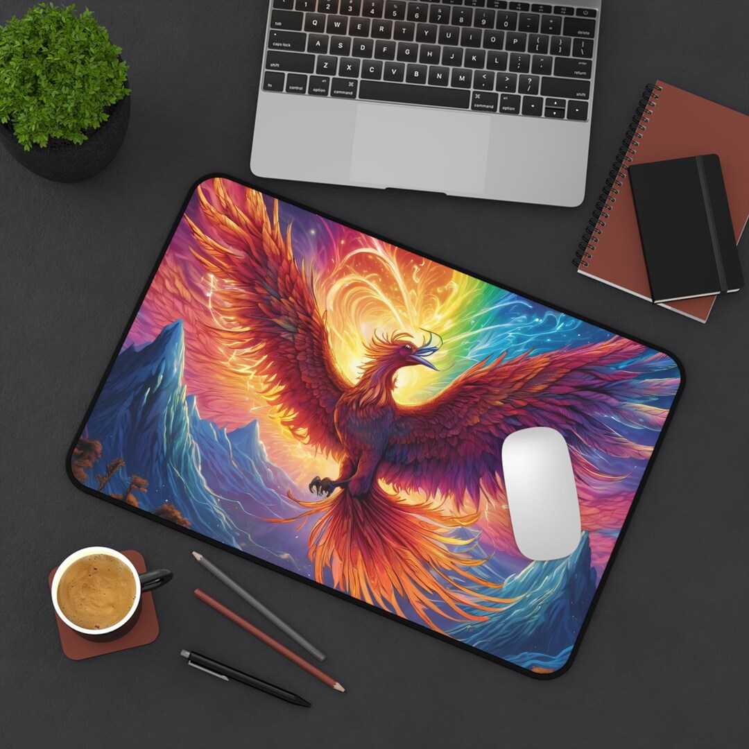 Desk Mat, Sacred Phoenix, Phoenix Desk Mat, Mythical Bird Work Mat ...